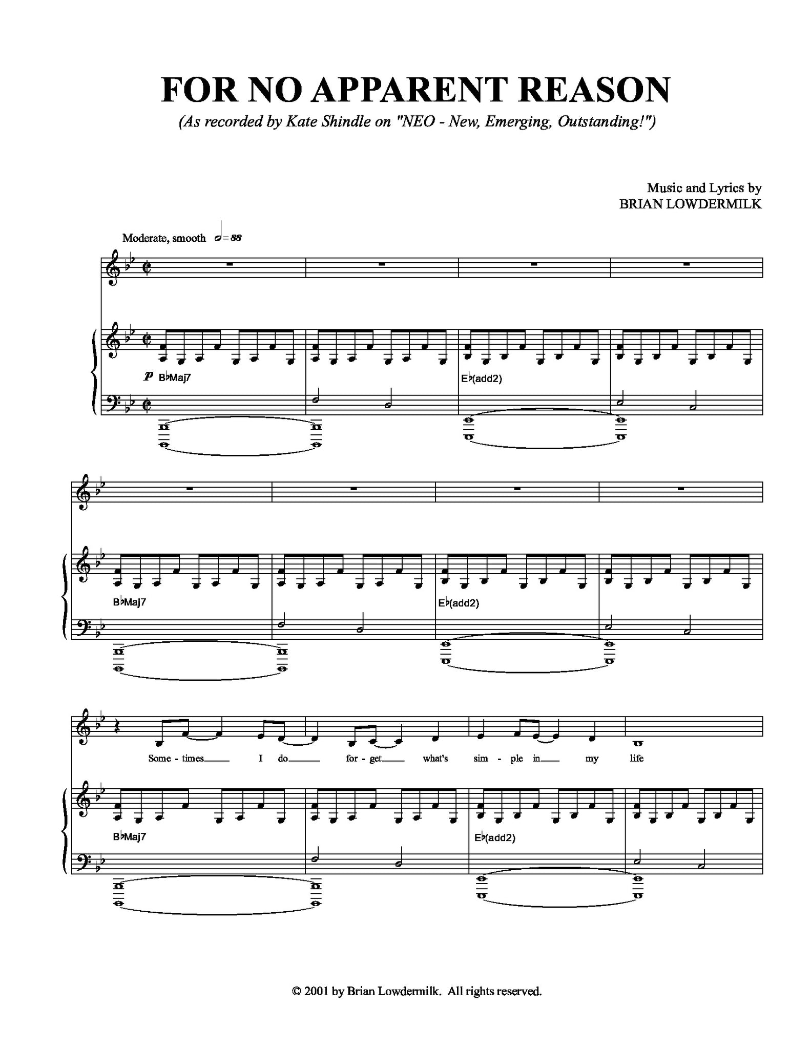 For No Apparent Reason - NEO | newmusicaltheatre.com | Sheet Music ...